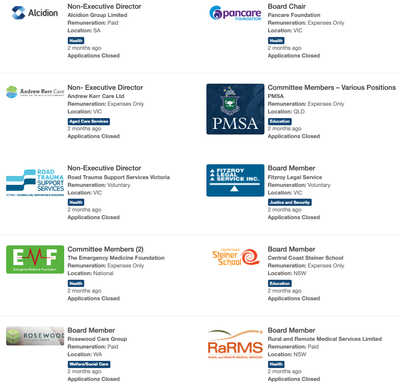 Australia's Largest Board Vacancies List - Board Direction